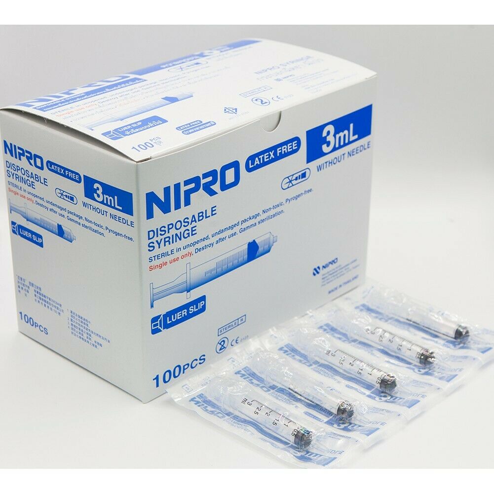 New Nipro Syringe 3 ml Nasal Syringe Latex Free1 Box 100 Pcs – Quality item shop