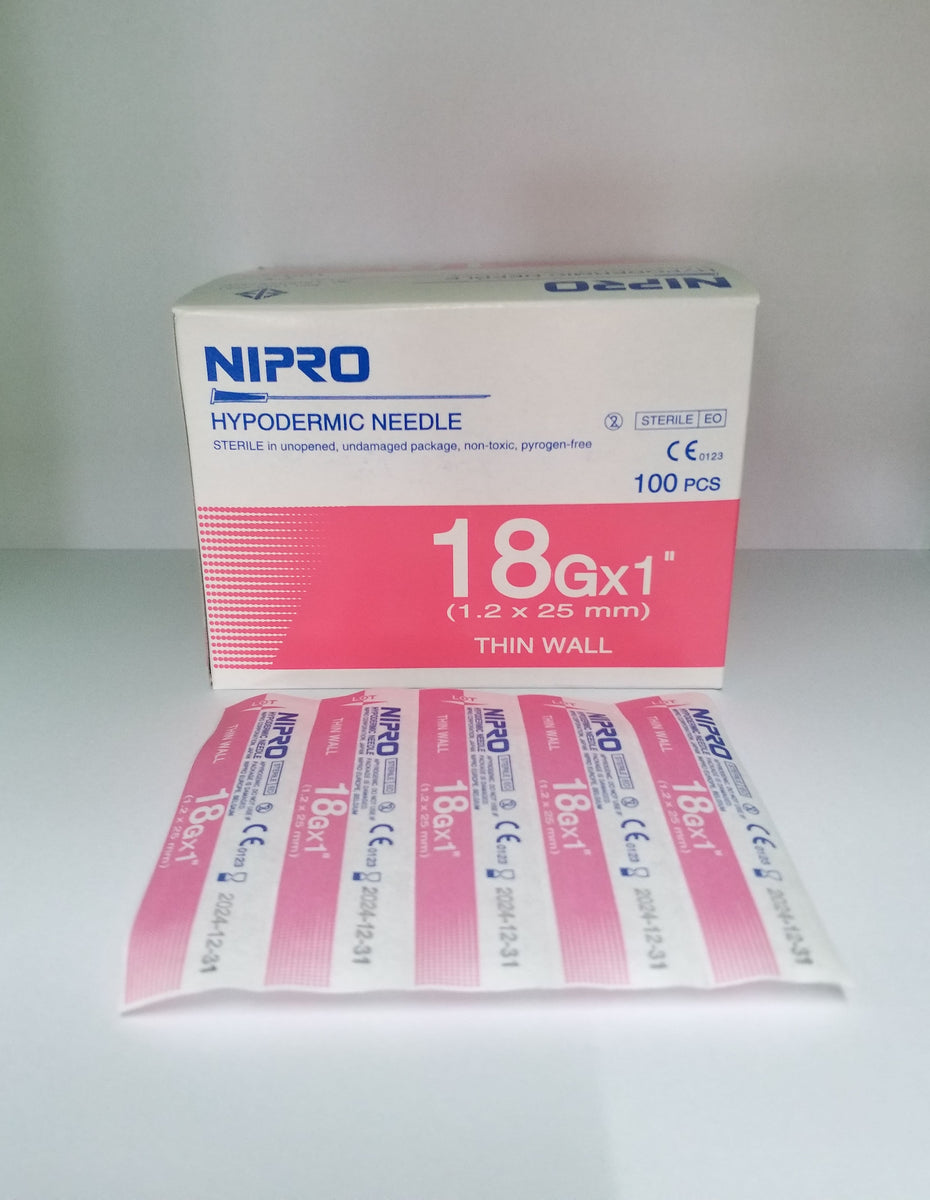 Nipro Hypodermic Needle Wall 18g.x 1 Sterile Science Lab Grade A Mater ...